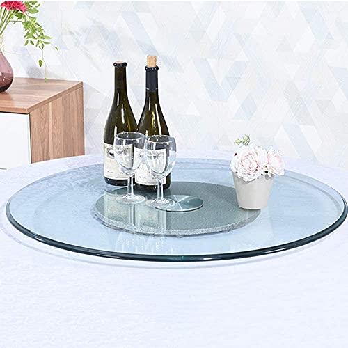 YCMY 28" Clear Glass Lazy Susan Turntable Round Tabletop Rotating Serving Tray Kitchen Dining Table Turntable Heavy Duty Large Serving Plate Thick: 10mm.