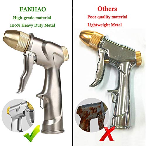 FANHAO Upgrade Garden Hose Nozzle Sprayer, 100% Heavy Duty Metal Handheld Water Nozzle High Pressure in 4 Spraying Modes for Hand Watering Plants and Lawn, Car Washing, Patio and Pet