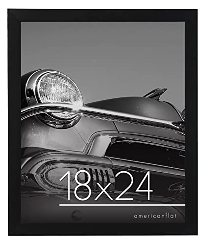 Americanflat 18x24 Poster Frame in Black - Composite Wood with Polished Plexiglass - Horizontal and Vertical Formats for Wall with Included Hanging Hardware