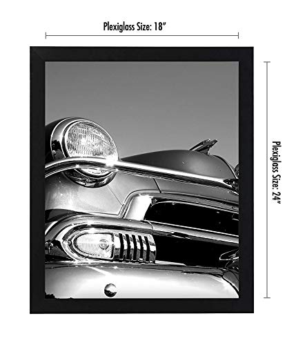 Americanflat 18x24 Poster Frame in Black - Composite Wood with Polished Plexiglass - Horizontal and Vertical Formats for Wall with Included Hanging Hardware