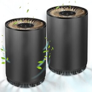 2 pack druiap air purifiers for home bedroom up to 690ft², h13 true hepa filter air cleaner filterable 99.97% micron particles/smoke/pet dander/odor/ for office, dorm, apartment, kitchen (kj80 black)