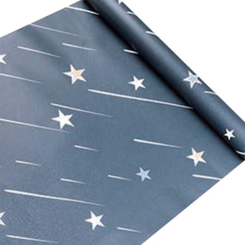 HOYOYO Meteor Peel and Stick Shelf Liner Paper, Blue Stars Self-Adhesive Liner Drawer Cabinets Surface Bedroom Wall Art Decoration 17.8 x 118 inch