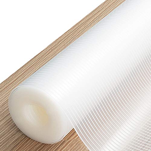 SinhRinh Drawer and Shelf Liner, 12IN x 10FT Non Slip Non Adhesive Cabinet Liner for Kitchen and Desk - Clear Ribbed