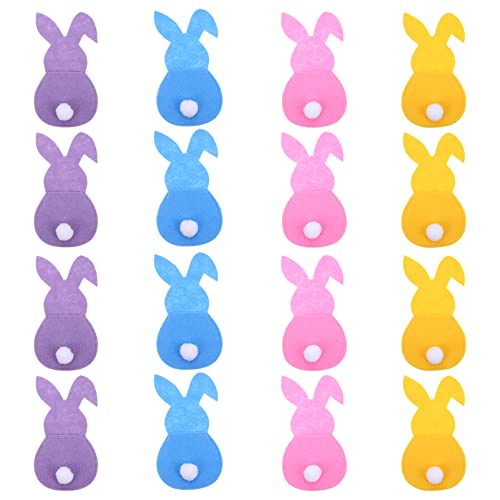 ABOOFAN 16Pcs Easter Bunny Cutlery Holder Easter Table Decorations Knife Fork Spoon Cover Cutlery Bags Reusable Utensil Cover for Spring Decorations Easter Party Supplies