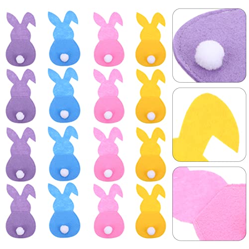 ABOOFAN 16Pcs Easter Bunny Cutlery Holder Easter Table Decorations Knife Fork Spoon Cover Cutlery Bags Reusable Utensil Cover for Spring Decorations Easter Party Supplies