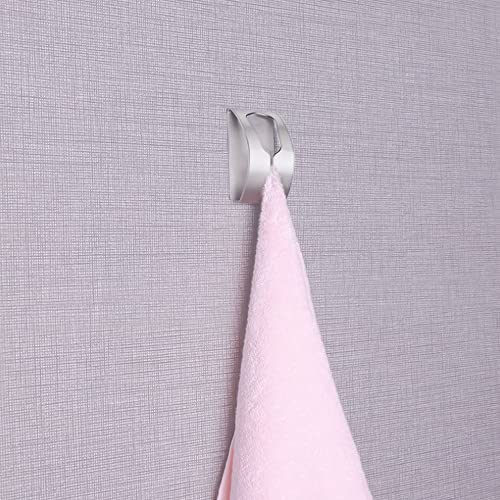 Self Adhesive Towel Hook Holder, Kitchen Dish Towel Holder Towel Hanger Premiun Stainless Steel Wall Mount Non-Drilling Hand Towel Hook Tea Towel Holders for Bathroom Kitchen (Silver)