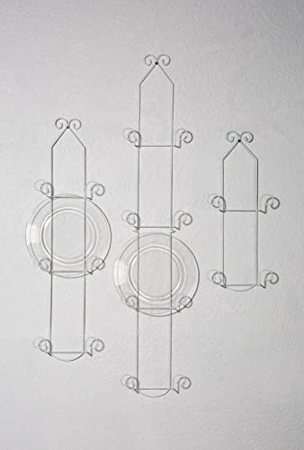 Tripar 2 Tier Vertical White Plate Rack for Collectible Plates, Plaques, Dishes, & China