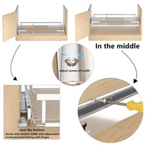 Benzoyl Pull Out Cabinet Shelf, Heavy Duty Under Sink Slide Out Cabinet Organizer, Anti Rust Kitchen Organizer Basket, Smooth Roll Expandable Sliding Drawer, 2 Pack Chrome 16.1~26.6''