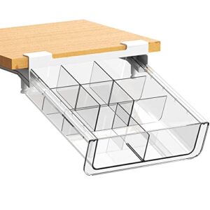 vacane clear under shelf drawer organizer, under cabinet shelf hanging storage easy to install, bpa-free plastic storage for closet kitchen pantry cupboard