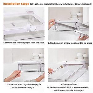 vacane Clear Under Shelf Drawer Organizer, Under Cabinet Shelf Hanging Storage Easy to Install, Bpa-Free Plastic Storage for Closet Kitchen Pantry Cupboard