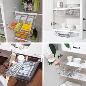 vacane Clear Under Shelf Drawer Organizer, Under Cabinet Shelf Hanging Storage Easy to Install, Bpa-Free Plastic Storage for Closet Kitchen Pantry Cupboard