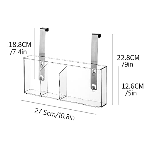 HIEEY Over the Cabinet Door Organizer Holder,Spice Organizer for Cabinet,Wall Mounted Storage Rack Hanging Shelf for Kitchen Cabinet,Pantry Door or Bathroom Shower Cosmetic(Transparent,Three grid)