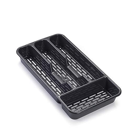 PLASTIFIC Large CUTLERY TRAY Utensils Spoon Fork Holder Flatware Organiser for Kitchen Organiser Strong Plastic Drawer Sliding Tidy (33 x 17.5 x 4.3 slim )