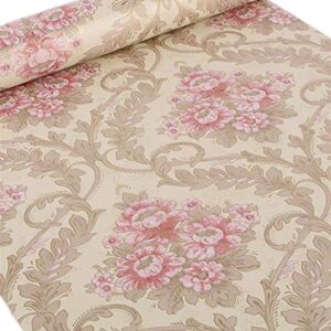 Simplemuji 17.7''x98'' Luxury Pink Floral Wallpaper Self Adhesive Removable for Living Room Bedroom Wall Decor