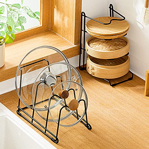 Pot Lid Holder, Rack Cupboard Organizer Rack, Kitchen Organizer Rack for Plates, Cutting Boards, Bakeware, Serving Trays, Lids Holder Rack