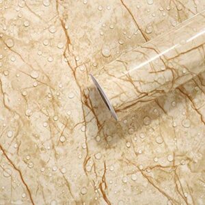 Moyishi Golden Silk Granite Look Marble Gloss Film Vinyl Self Adhesive Counter Top Peel and Stick Wall Decal 15.8"x118"