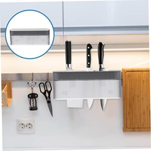 UPKOCH 3pcs Storage Organizer for Free Container Holder Stand Convenient Bar Multifunctional Cutlery Rack Silverware Wall Accessory Mounted Block Display Grey Tool Kitchen Utensil Punch