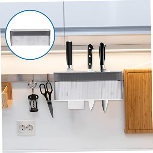 UPKOCH 3pcs Storage Organizer for Free Container Holder Stand Convenient Bar Multifunctional Cutlery Rack Silverware Wall Accessory Mounted Block Display Grey Tool Kitchen Utensil Punch