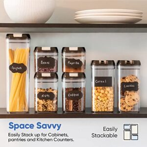 Airtight Food Storage Containers for Kitchen & Pantry Organization and Storage (7 Pack) - BPA Free Plastic Food Containers with Lock Lids - Sugar, Flour, Pasta & Cereal Canister with Labels & Marker