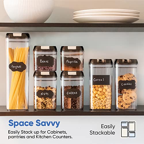 Airtight Food Storage Containers for Kitchen & Pantry Organization and Storage (7 Pack) - BPA Free Plastic Food Containers with Lock Lids - Sugar, Flour, Pasta & Cereal Canister with Labels & Marker