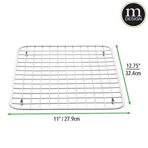 mDesign Modern Metal Wire Kitchen Sink Metal Dish Drying Rack/Mat - Steel Wire Grid Design - Allows Wine Glasses, Mugs, Bowls and Dishes to Drain in Sink - 2 Pack - White