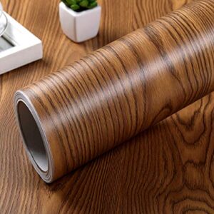 GLOW4U Rustic Dark Walnut Wood Grain Contact Paper Self Adhesive Vinyl Shelf Liner for Kitchen Cabinets Countertop Table Desk Furniture Decor 24 Inches by 16 Feet