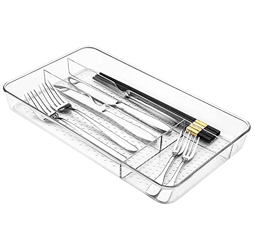 Lonian Cutlery Tray, No-Slip Drawers Organizer for Utensils Storage and Organising in Kitchen, Cosmetic Tray for Dressing Table Makeup Storage Organiser in Bedroom and Living Room