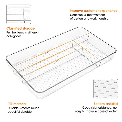 Lonian Cutlery Tray, No-Slip Drawers Organizer for Utensils Storage and Organising in Kitchen, Cosmetic Tray for Dressing Table Makeup Storage Organiser in Bedroom and Living Room