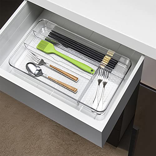 Lonian Cutlery Tray, No-Slip Drawers Organizer for Utensils Storage and Organising in Kitchen, Cosmetic Tray for Dressing Table Makeup Storage Organiser in Bedroom and Living Room