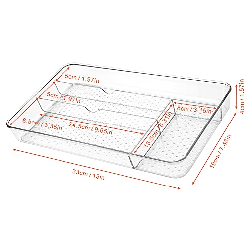 Lonian Cutlery Tray, No-Slip Drawers Organizer for Utensils Storage and Organising in Kitchen, Cosmetic Tray for Dressing Table Makeup Storage Organiser in Bedroom and Living Room