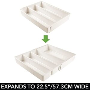 mDesign Adjustable, Expandable 4 Compartment Kitchen Cabinet Drawer Organizer - Divided Sections for Cutlery, Serving Spoons, Cooking Utensils, Gadgets - BPA Free, Food Safe - 2 Pack - Cream/Beige