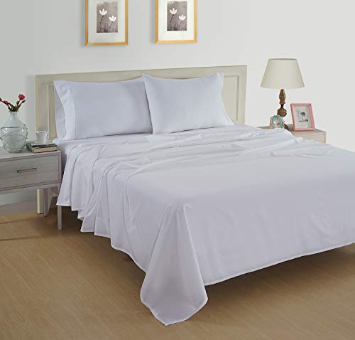 100% Organic Cotton Queen Sheets, 4-Piece bed sheets for Queen Size Bed Percale Weave Ultra Soft Best Bedding Sheets for Bed, Breathable, Fits Mattress Upto 15" Deep - White Queen Sheet Set