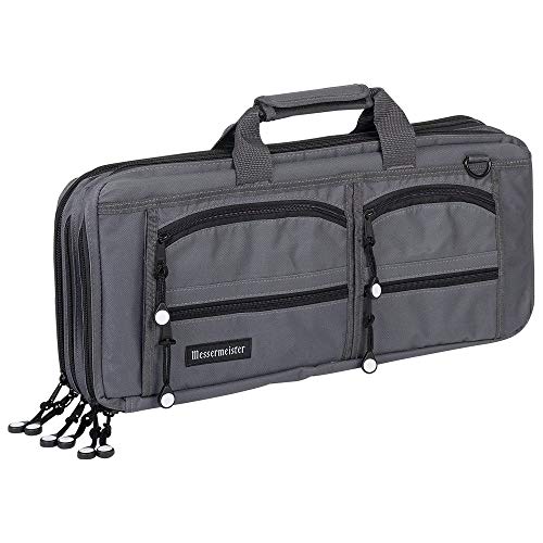 Messermeister 18-Pocket Heavy Duty Meister Chef Knife Bag, Luggage Grade and Water Resistant, Gray