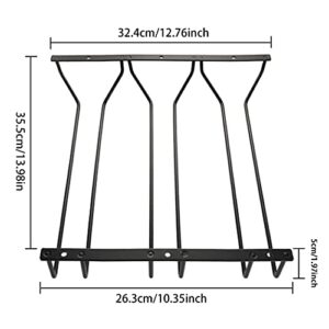 Dianoo 35.5cm Black Wine Glass Rack, Wine Glass Holder Under Shelf, Stemware Rack Under Cabinet For Bar Dining Room, 3 Rows