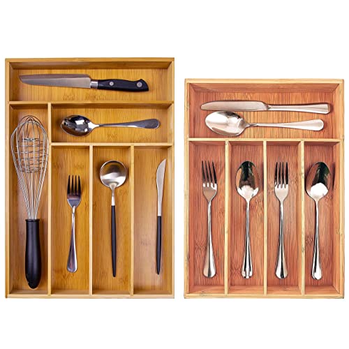 2Pack, one medium 12x17in silverware tray for drawer, one small 9.8x13.8in cutlery drawer organizer