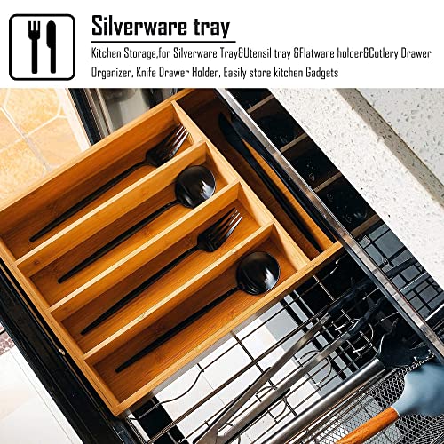 2Pack, one medium 12x17in silverware tray for drawer, one small 9.8x13.8in cutlery drawer organizer