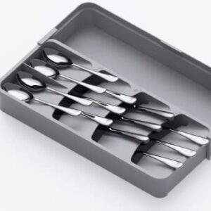 Lifewit Silverware Drawer Organizer, Expandable Utensil Tray for Kitchen, Adjustable Flatware and Cutlery Holder, Compact Plastic Storage Organization for Spoons Forks Knives, Gray