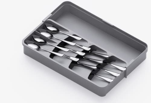 Lifewit Silverware Drawer Organizer, Expandable Utensil Tray for Kitchen, Adjustable Flatware and Cutlery Holder, Compact Plastic Storage Organization for Spoons Forks Knives, Gray