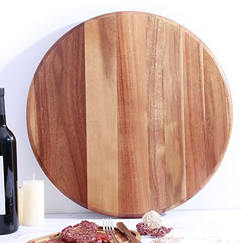 Heavy Duty Wood Lazy Susan Turntable, (20inch) Extra Large Acacia Kitchen Countertop Dinner Table Bearing Plate | Rotating Organizer Tray Disc Grazing Tray Cheese Board Charcuterie Platter