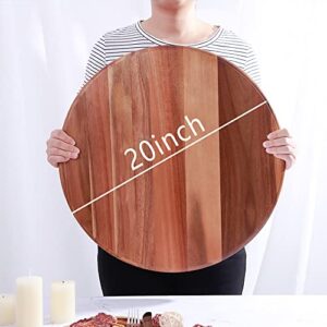 Heavy Duty Wood Lazy Susan Turntable, (20inch) Extra Large Acacia Kitchen Countertop Dinner Table Bearing Plate | Rotating Organizer Tray Disc Grazing Tray Cheese Board Charcuterie Platter