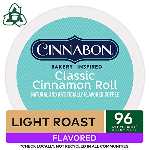 Cinnabon Classic Cinnamon Roll, Single-Serve Keurig K-Cup Pods, Flavored Coffee, 24 Count (Pack of 4)