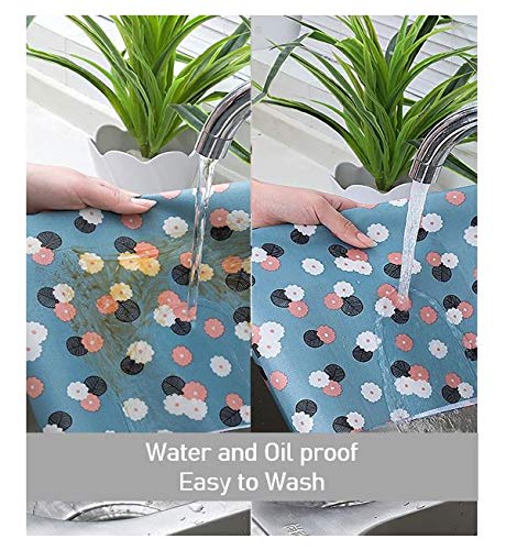 Ari Surplus 18Inches X 10FT Kitchen Liner for Cabinets, for Shelves, for Drawers Refrigerator, Non-Adhesive, Easy to wash, Waterproof and Oilproof (Blue, Flower)