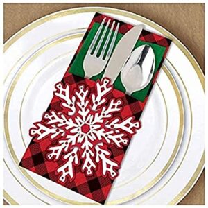 amscan christmas cozy rustic cutlery holder deluxe multi-pack, 1 pack