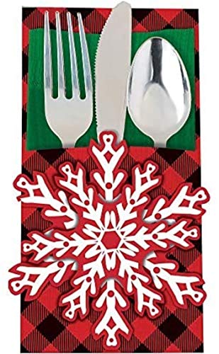 Amscan Christmas Cozy Rustic Cutlery Holder Deluxe Multi-Pack, 1 pack