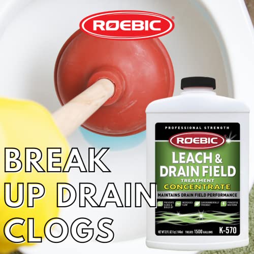 Roebic K-570-Q Biodegradable Leach and Drain Field Treatment Concentrate Environmentally Friendly Bacteria Enzymes Treat Septic Clogs & Buildup, 32 Ounces