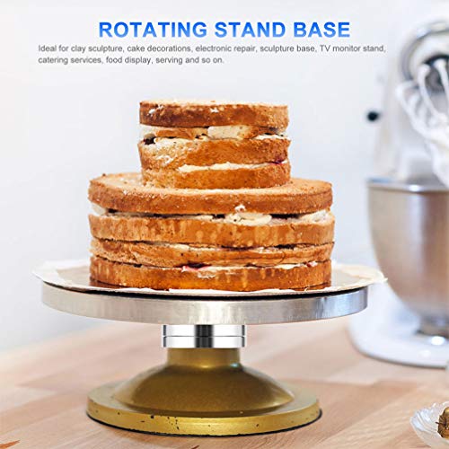 Hemoton Aluminum Alloy Cake Turntable Bearing Dining Table Glass Turntable Bearing Round Rotating Turntable for Restaurant Dining Table Cake Decorations TV Monitor Stand