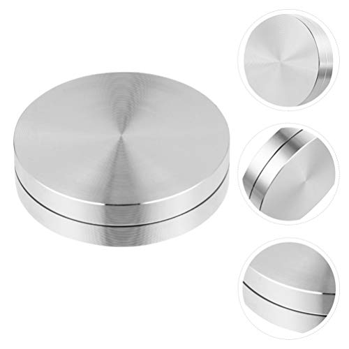 Hemoton Aluminum Alloy Cake Turntable Bearing Dining Table Glass Turntable Bearing Round Rotating Turntable for Restaurant Dining Table Cake Decorations TV Monitor Stand