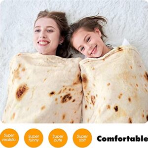 CASOFU Burritos Tortilla Blanket, Double Sided Giant Flour Tortilla Throw Blanket, Novelty Tortilla Blanket for Your Family, 285 GSM Soft and Comfortable Flannel Taco Blanket. (Beige, 71 inches)