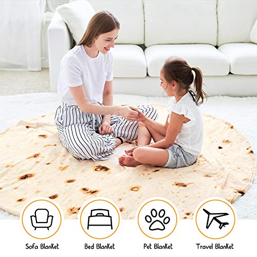 CASOFU Burritos Tortilla Blanket, Double Sided Giant Flour Tortilla Throw Blanket, Novelty Tortilla Blanket for Your Family, 285 GSM Soft and Comfortable Flannel Taco Blanket. (Beige, 71 inches)