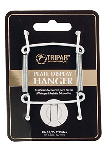 TRIPAR Small White Vinyl Plate Wire Plate Hanger - Fits Plates 3.5 - 5 Inches